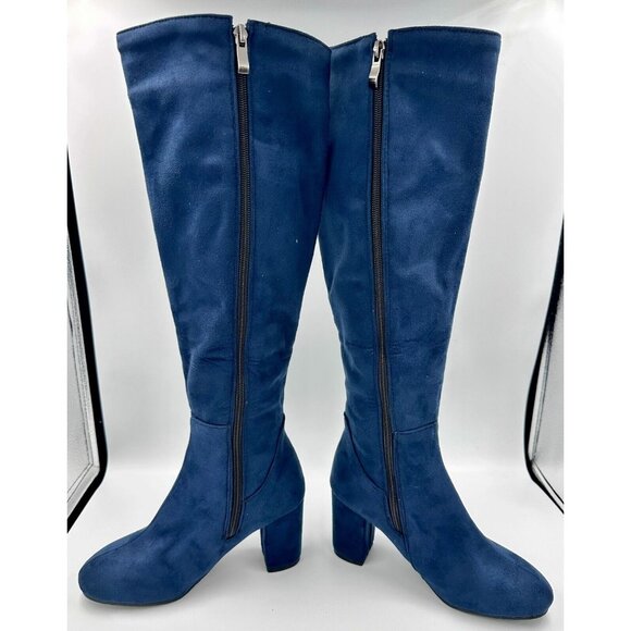 Jingpin | Shoes | Jingpin Boots Blue Suede Heeled Size 65 Nwot | Poshmark
